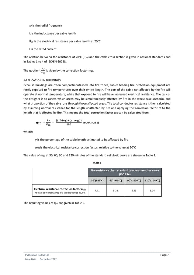 Fire-Resistant Cable Sizing of conductors supplying electrical ...