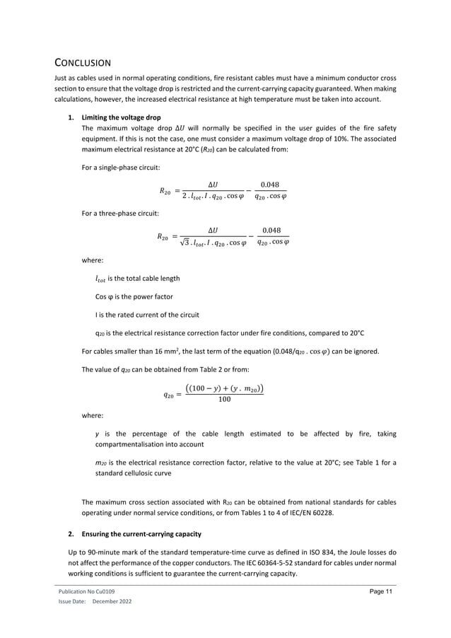 Fire-Resistant Cable Sizing of conductors supplying electrical ...
