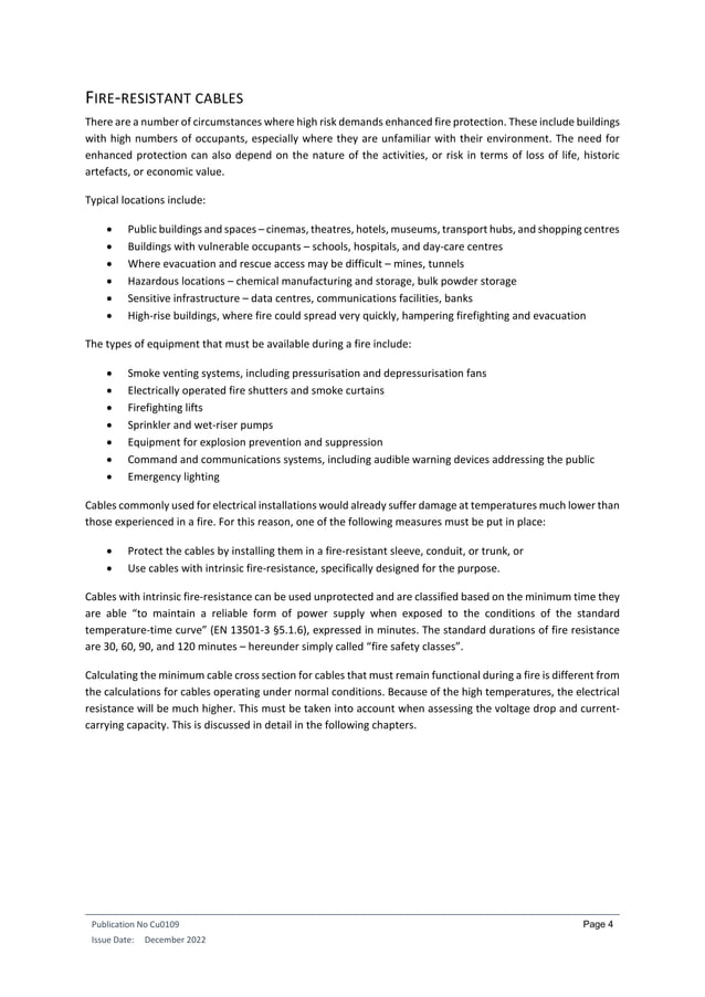 Fire-Resistant Cable Sizing of conductors supplying electrical ...