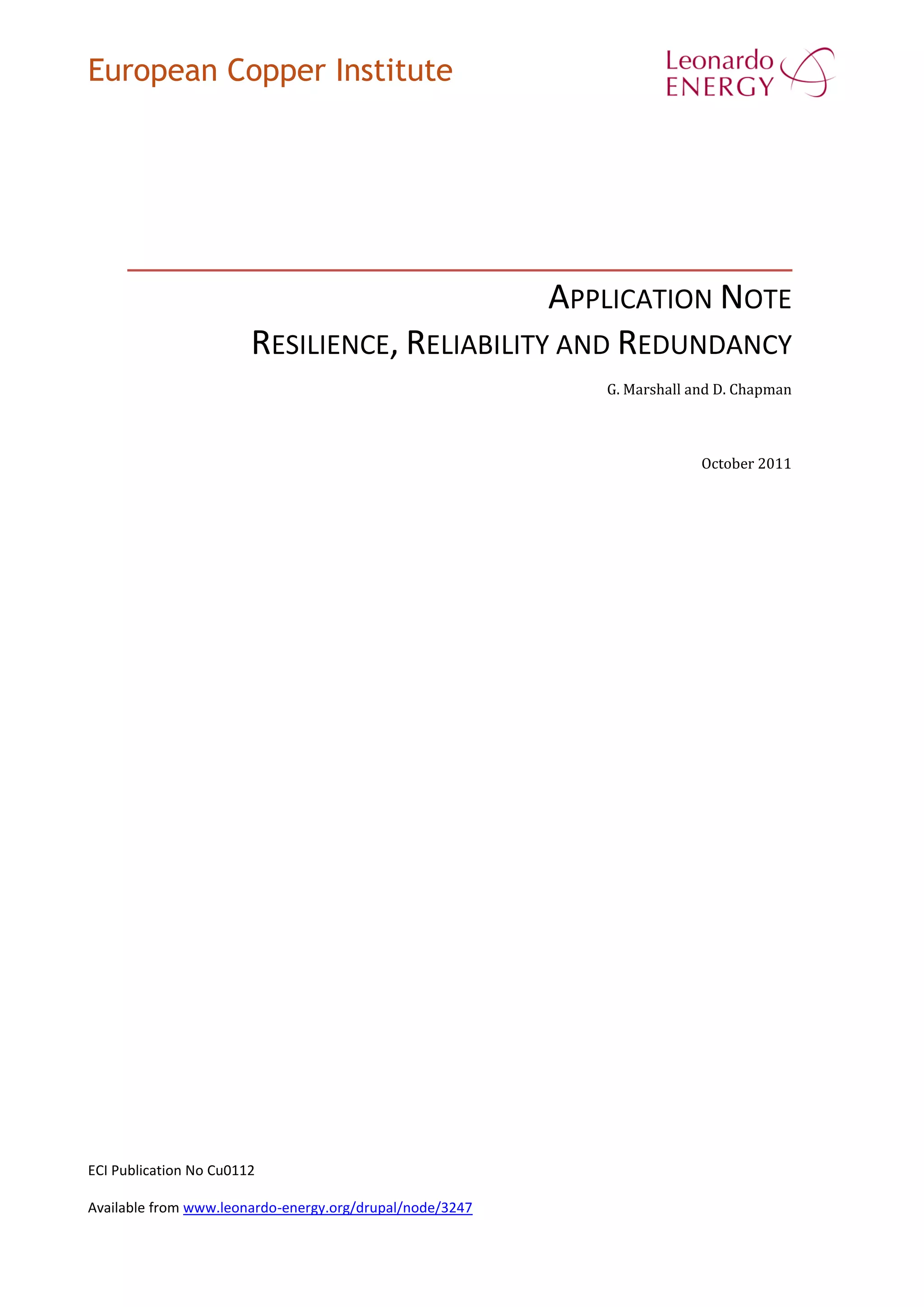 Application Note – Resilience, Reliability and Redundancy | PDF