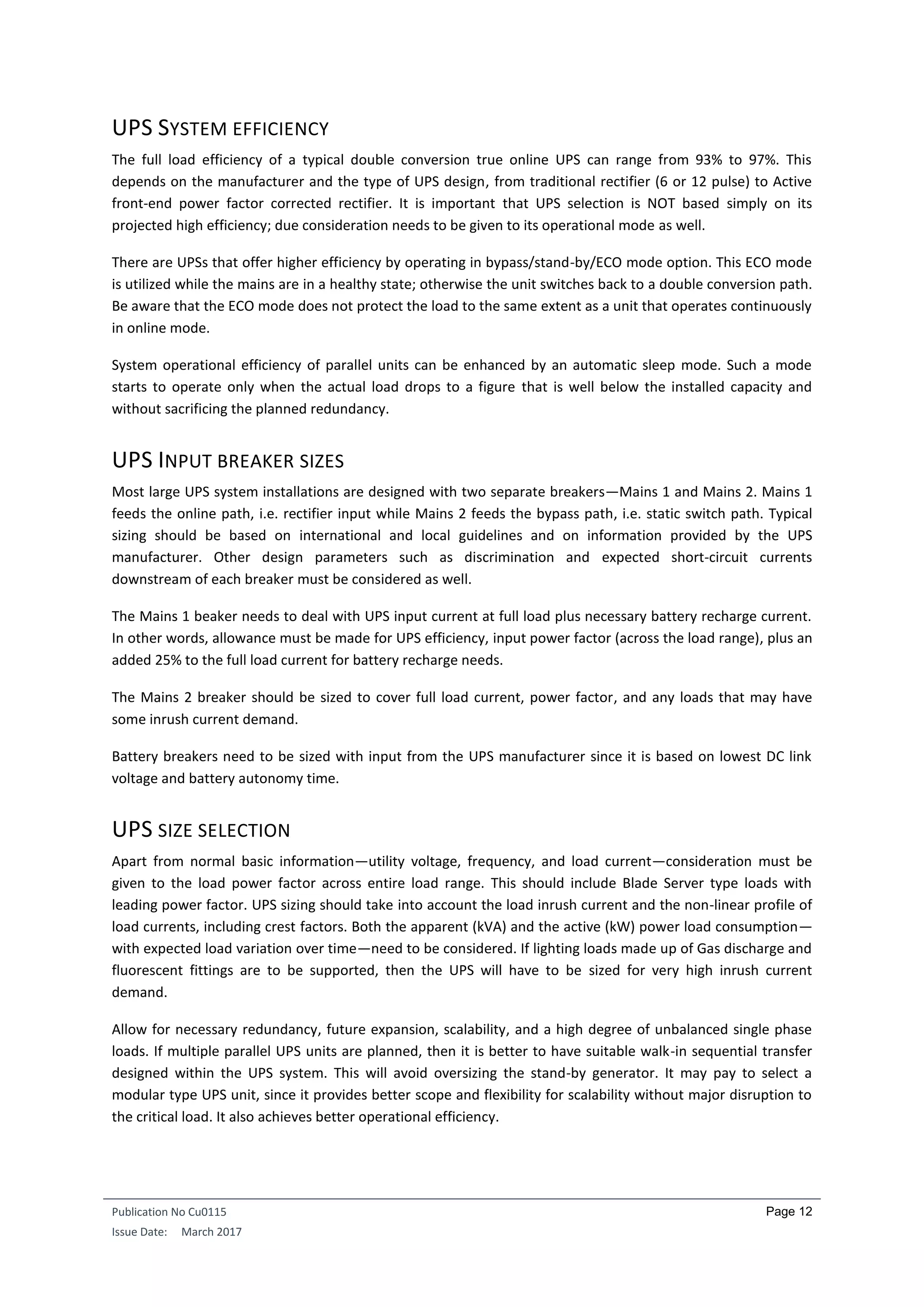 UPS power system design parameters | PDF