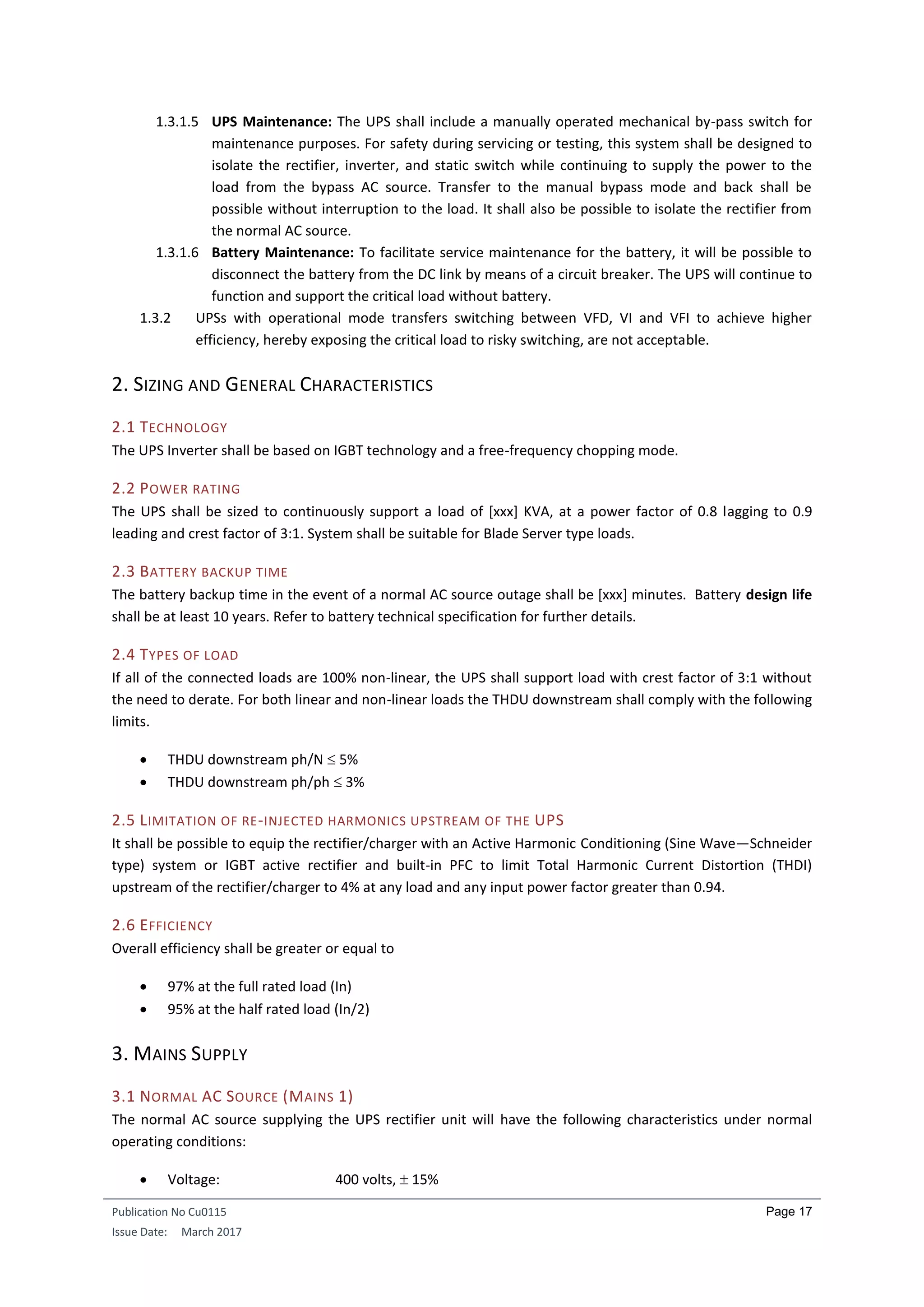 UPS power system design parameters | PDF