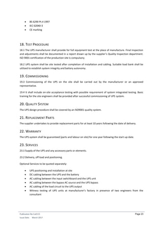UPS power system design parameters | PDF