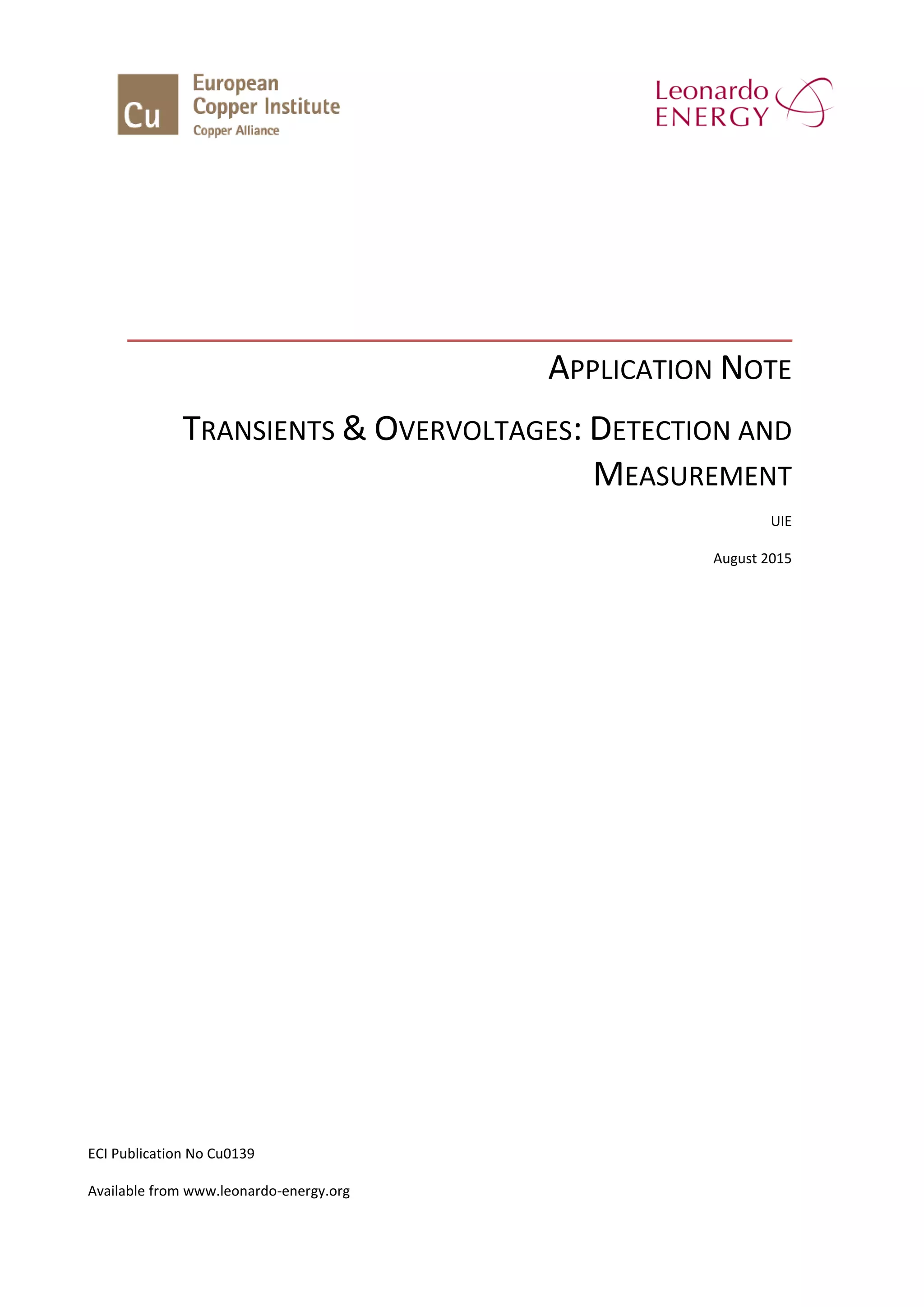 Transient overvoltages and currents: detection and measurement | PDF