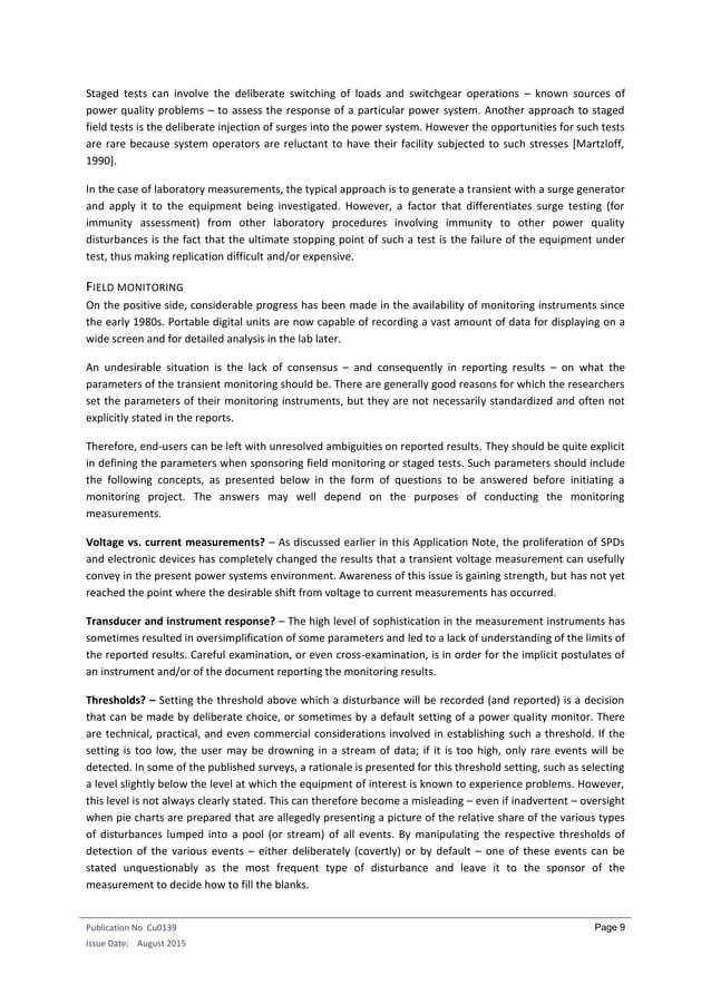 Transient overvoltages and currents: detection and measurement | PDF