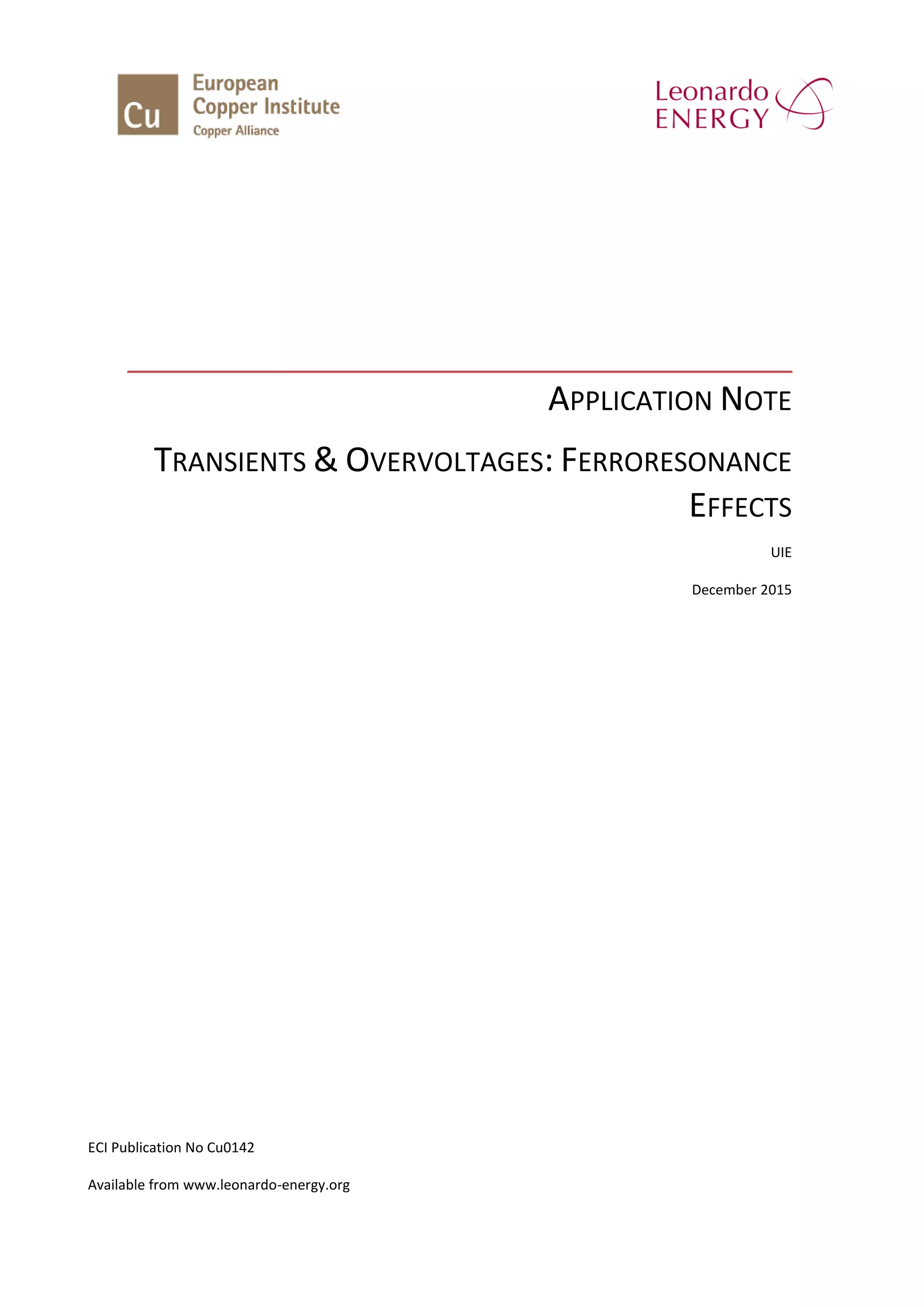 Transient overvoltages and currents: ferroresonance effects | PDF