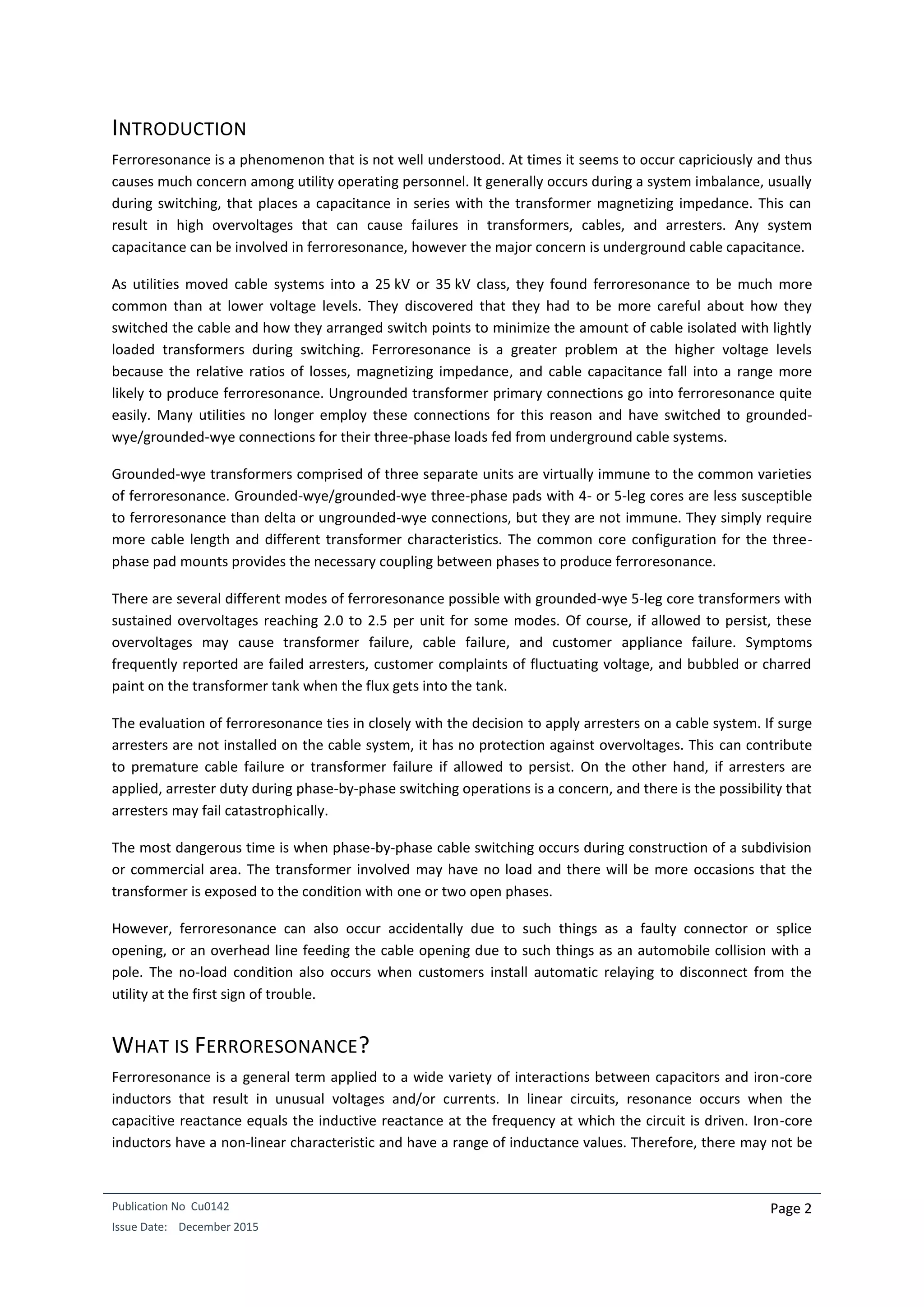 Transient overvoltages and currents: ferroresonance effects | PDF