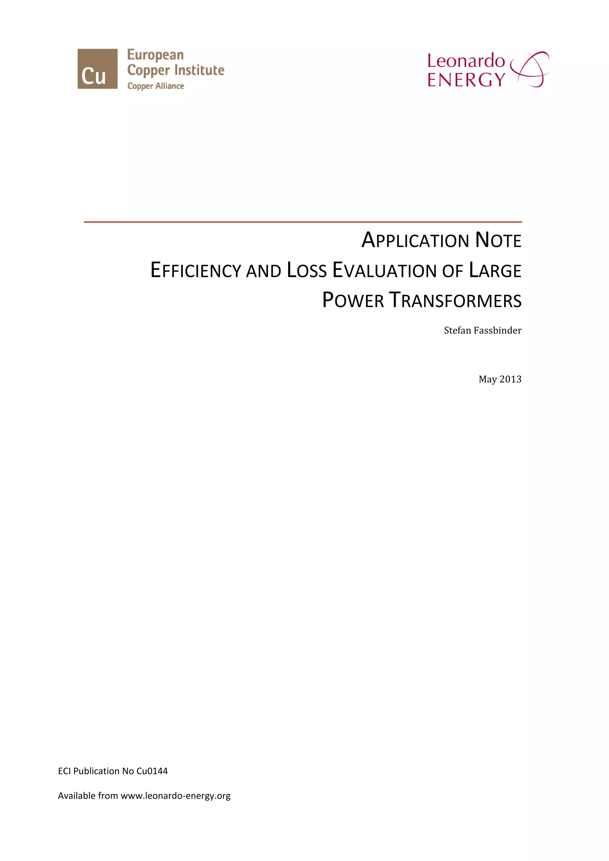 Efficiency and Loss Evaluation of Large Power Transformers | PDF