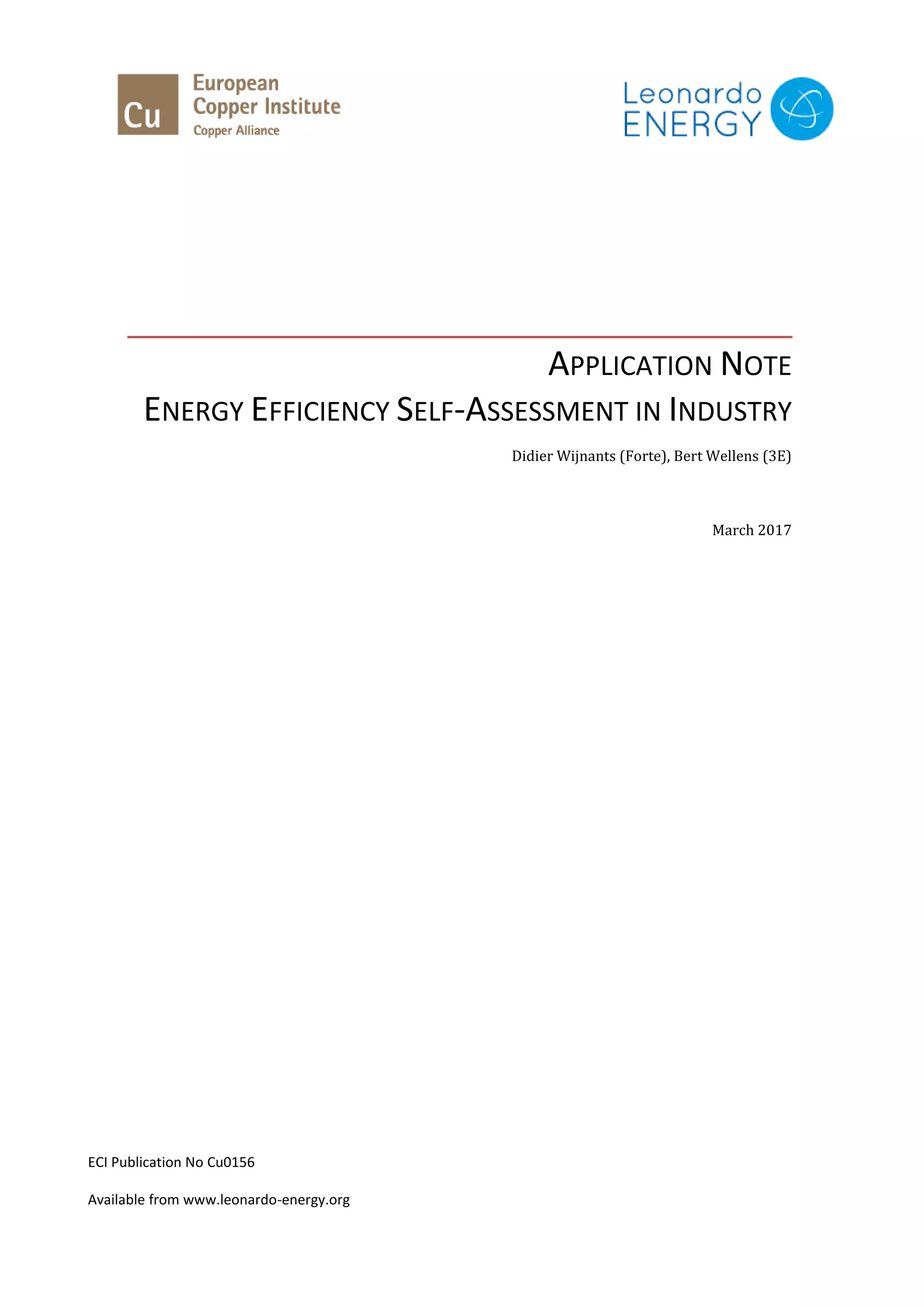 Energy efficiency self assessment in industry | PDF