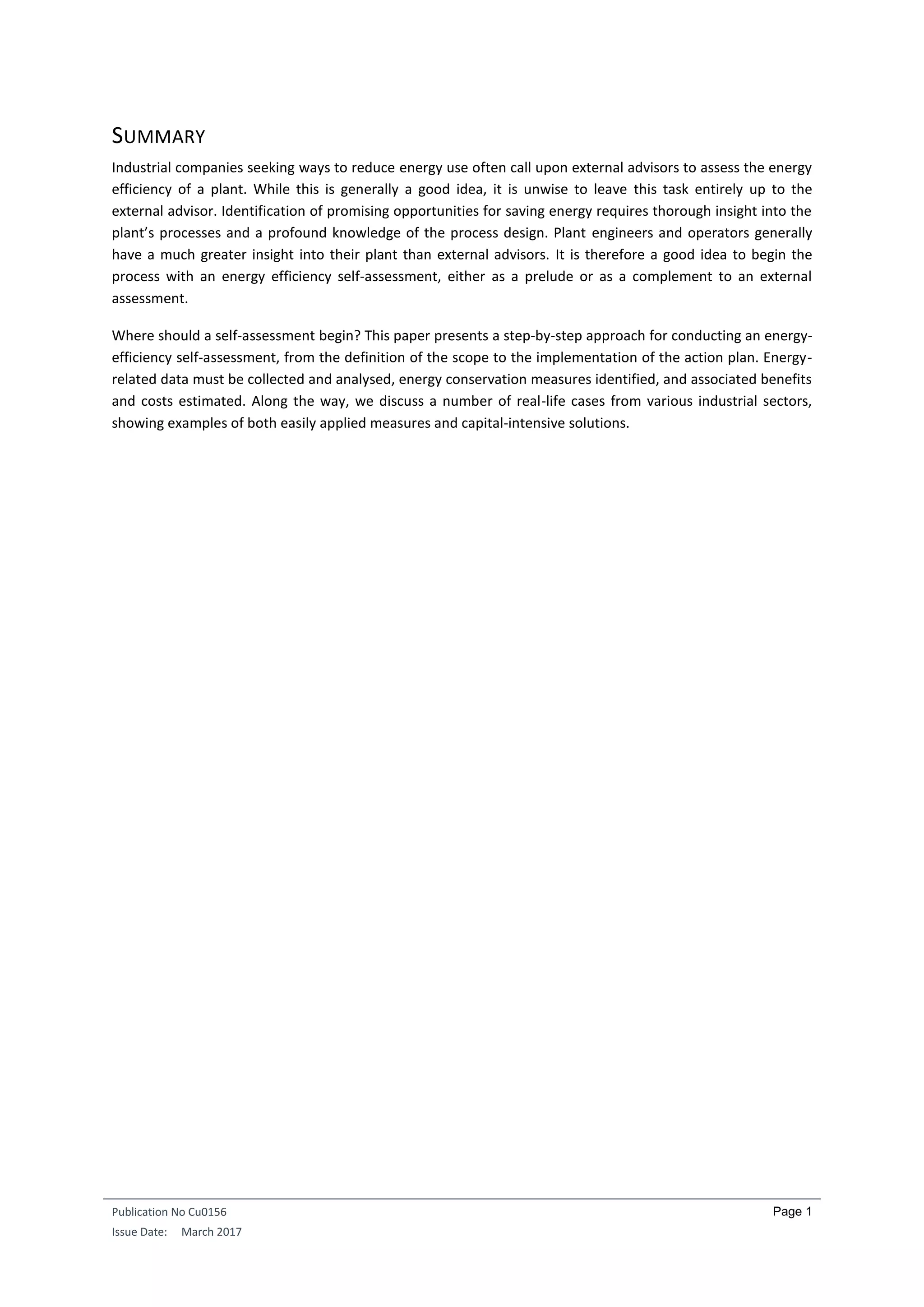 Energy efficiency self assessment in industry | PDF