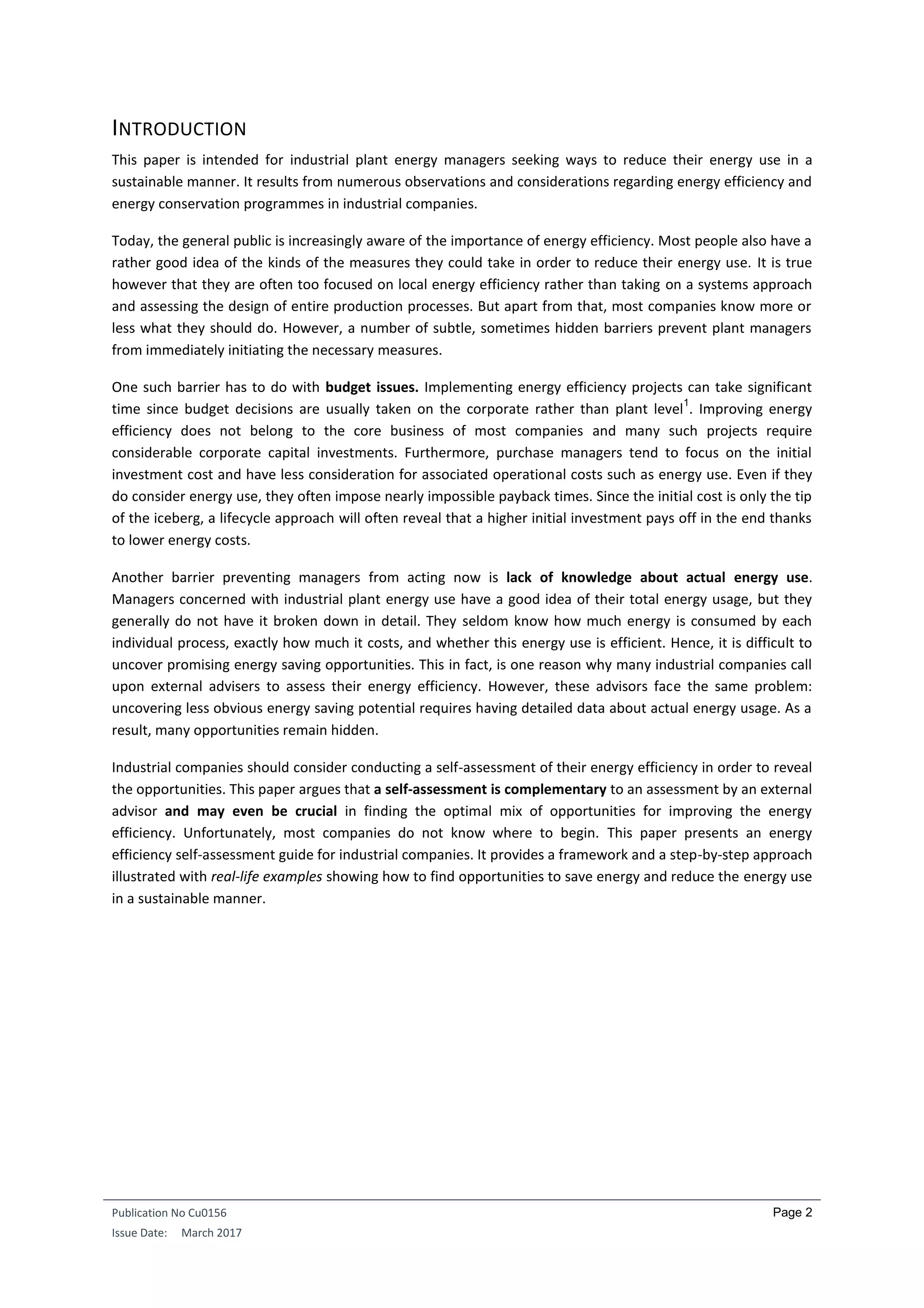 Energy efficiency self assessment in industry | PDF