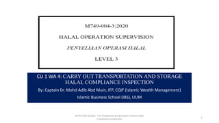 CU1 WA4 - Carry out Transportation and Storage Halal Compliance ...