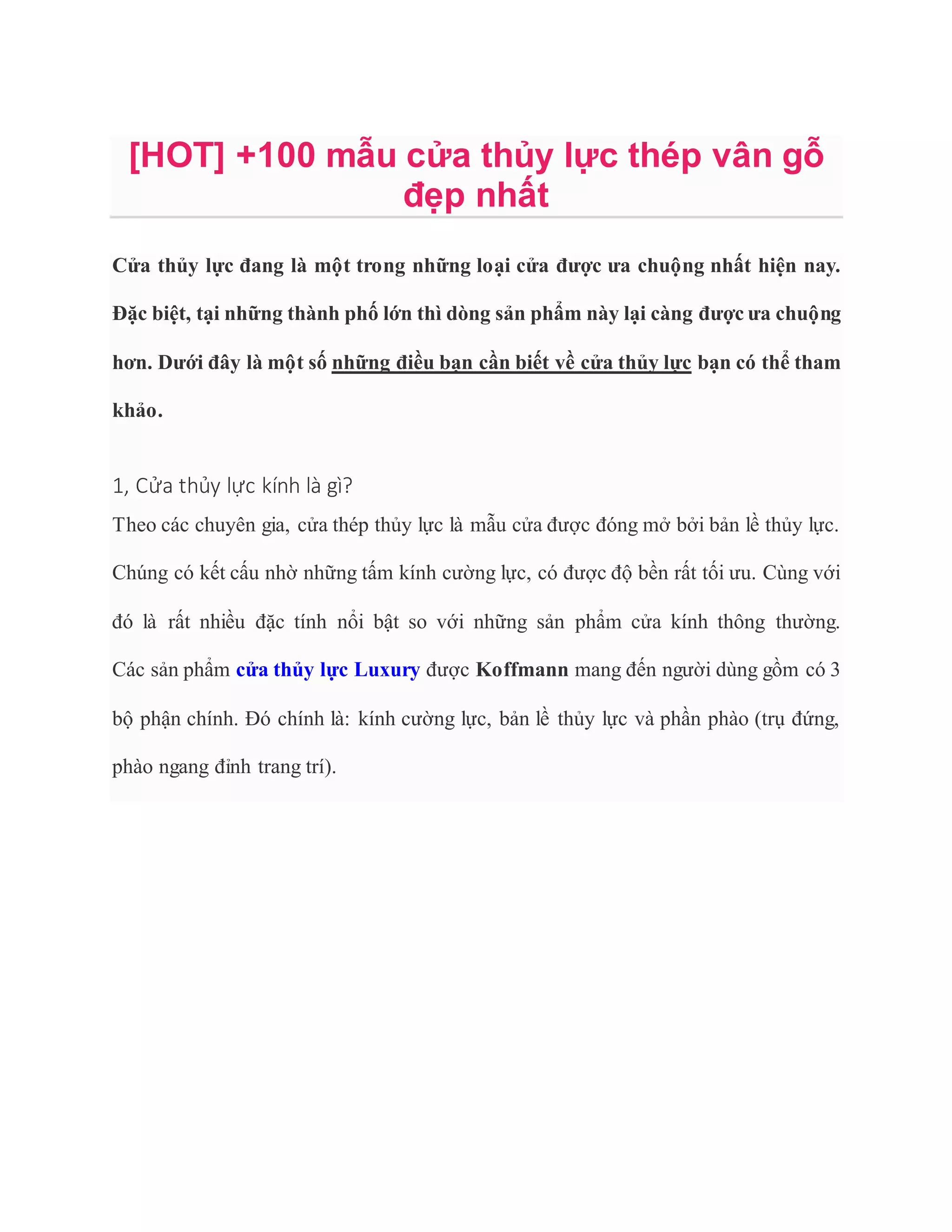 +100 mẫu cửa thủy lực thép vân gỗ đẹp nhất | PDF