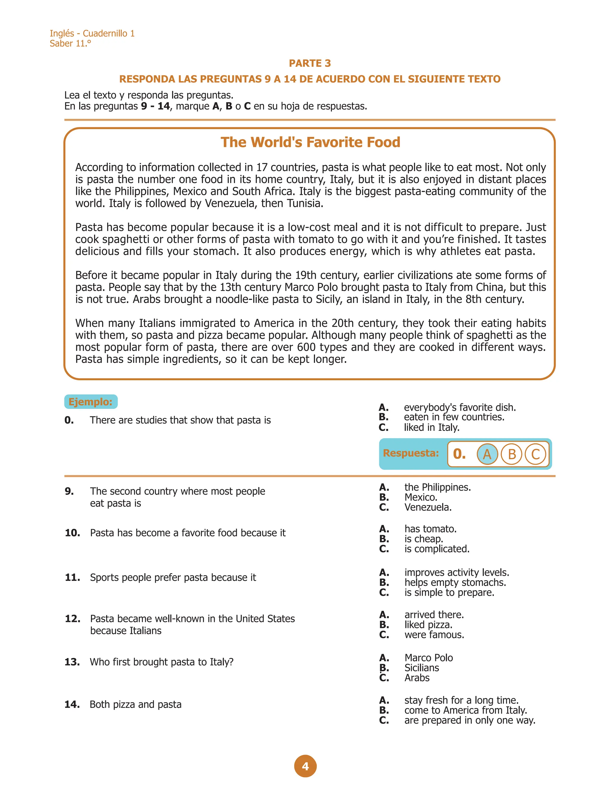 Cuadernillo Ingles11 preicfes para evaluar | PDF