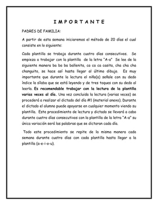 Cuadernillo Aprendiendo: Método de Lectura y Escritura para Niños | PDF