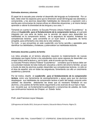 Cuadernillo comprension lectora 2° grado de primaria comprensión ...