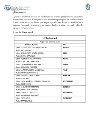 Cuadernillo círculo literario 3ero básico el cuaderno secreto | PDF