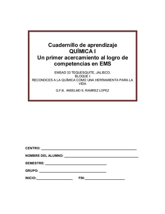 Cuadernillo de aprendizaje Química I bloque i | PDF