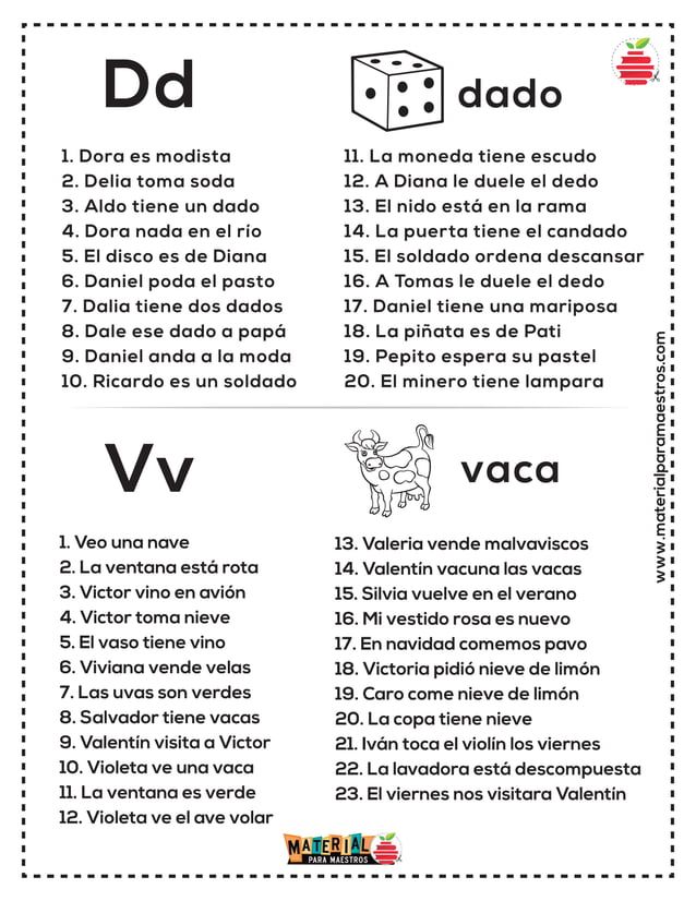 Cuadernillo de dictado de oraciones | PDF