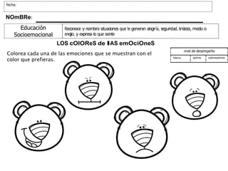 Hojas De Trabajo Sobre Sentimientos Para Niños En Edad Preescolar