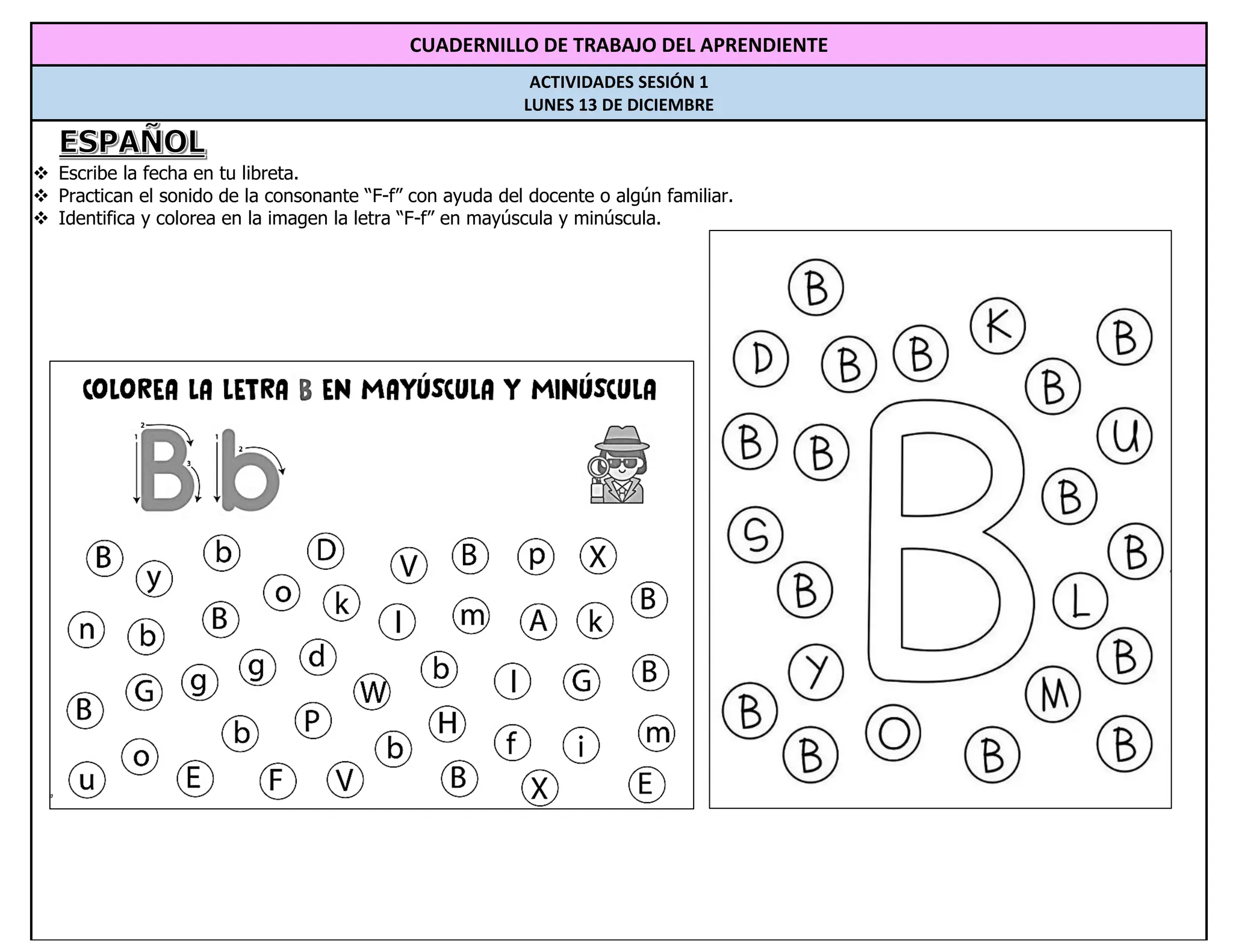 CUADERNILLO DE APOYO PARA LA LECTOESCRITURA LETRA Bb | PDF