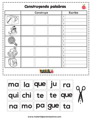Cuadernillo para construir palabras | PDF