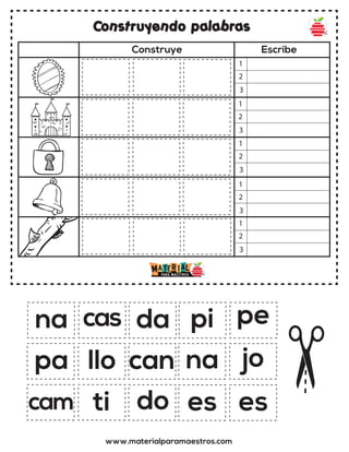 Cuadernillo para construir palabras | PDF