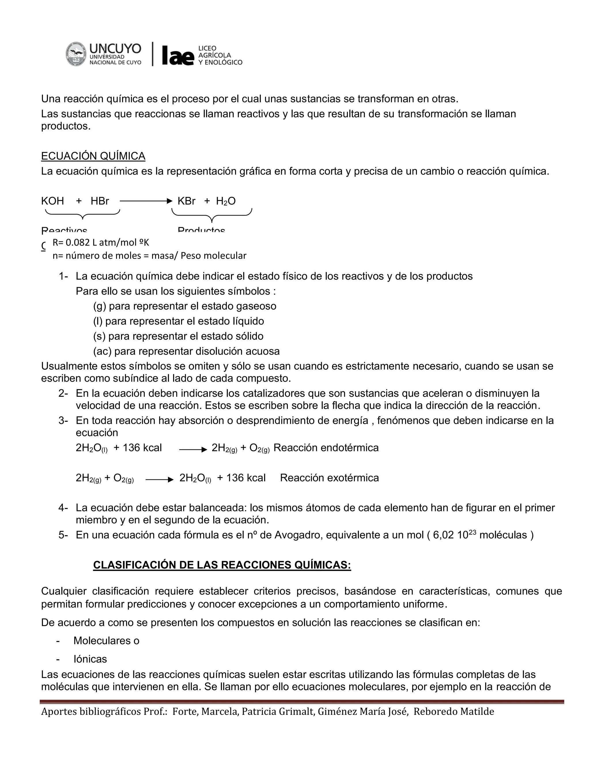 CUADERNILLO QUIMICA ,estequiometria ,reacciones quimicas | PDF