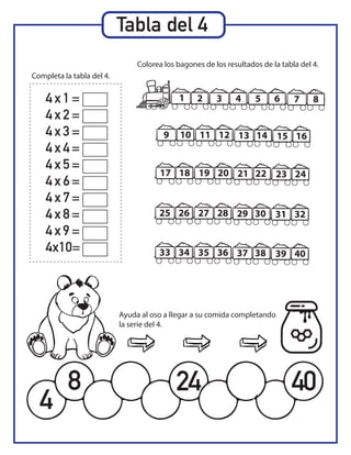 Ejercicios De Tablas De Multiplicar Grado 4