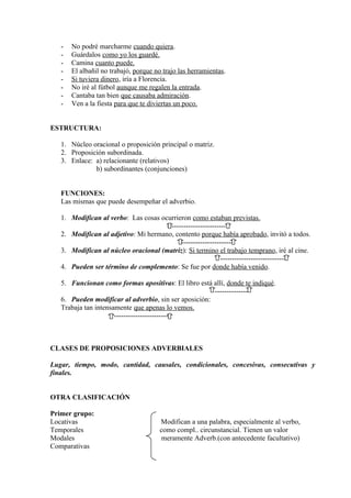 Cuadernillo Teorico De La Oracion Compuesta Y Oracion Compleja | DOC