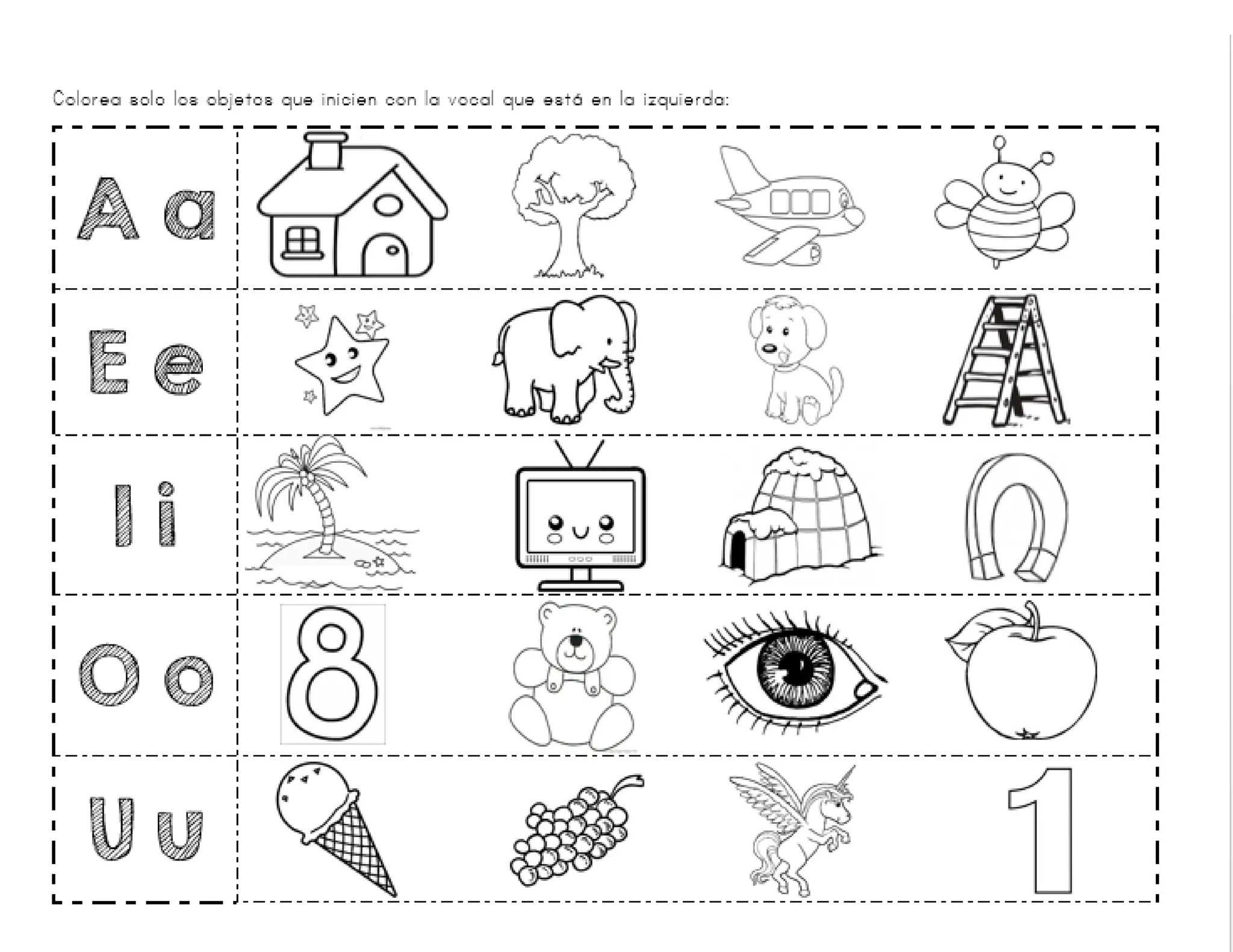 cuadernillo vocales, actividades de colorear, recortar, pegar | PDF