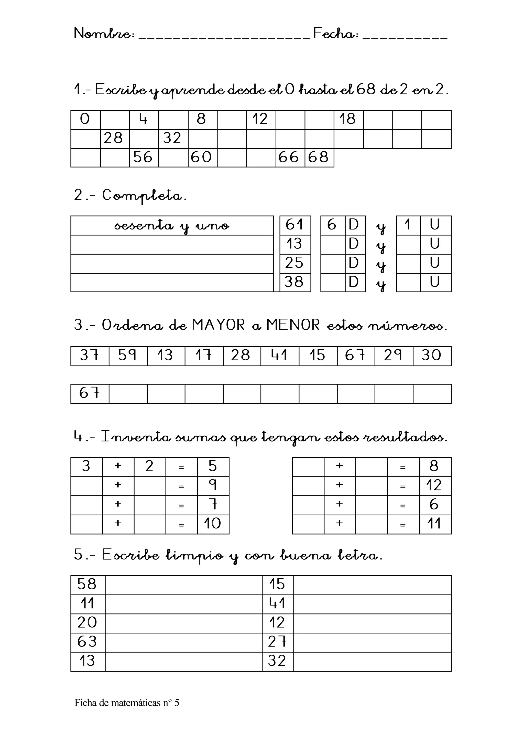 Cuaderno numeros-hasta-el-99 | PPT | Descarga Gratuita