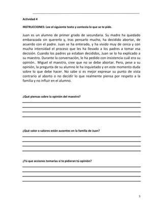 Cuaderno de actividades DE FCYE PARA SEGUNDO AÑO DE SECUNDARIA BLOQUE ...