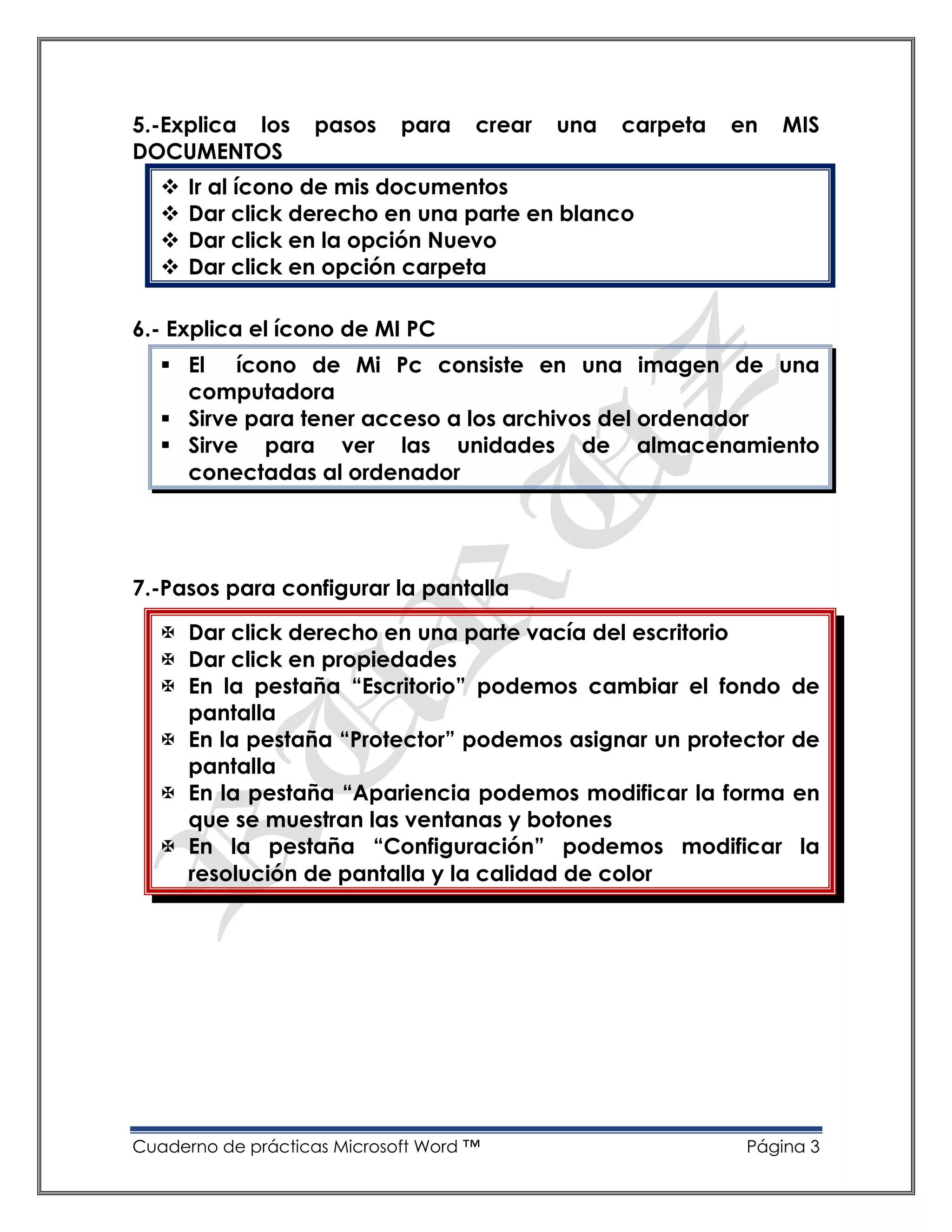 Cuaderno de prácticas de microsoft word | DOCX