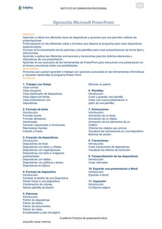 Cuaderno practica de powerpoint | PDF
