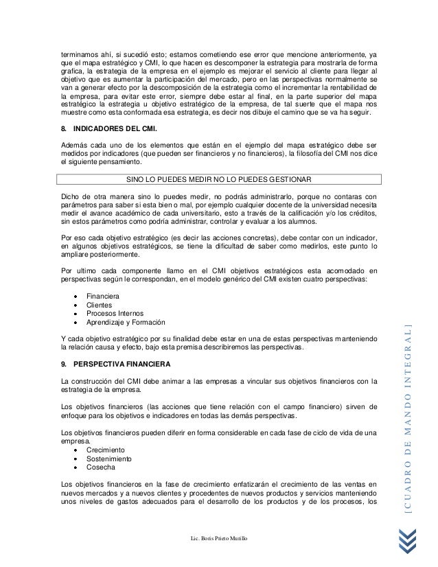 Cuadro De Mando Integral Quines Lo Usan Ejemplos