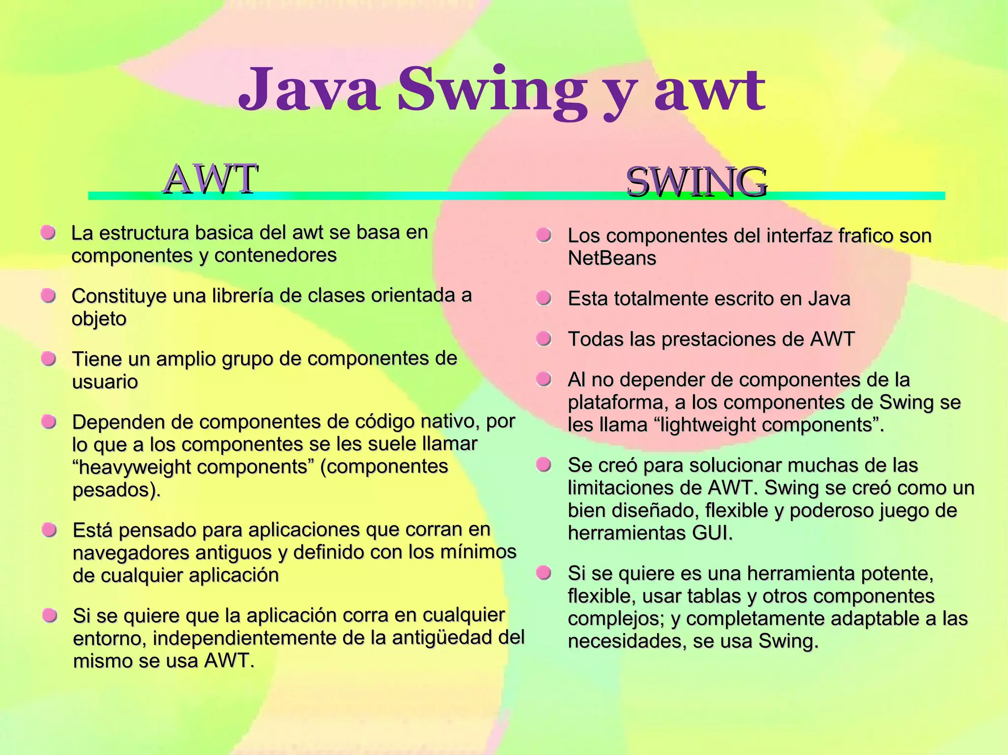 Comparacion Java Swing y awt | ODP