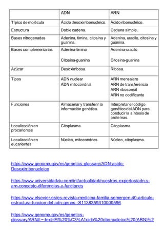 Semejanzas Entre Adn Y Arn