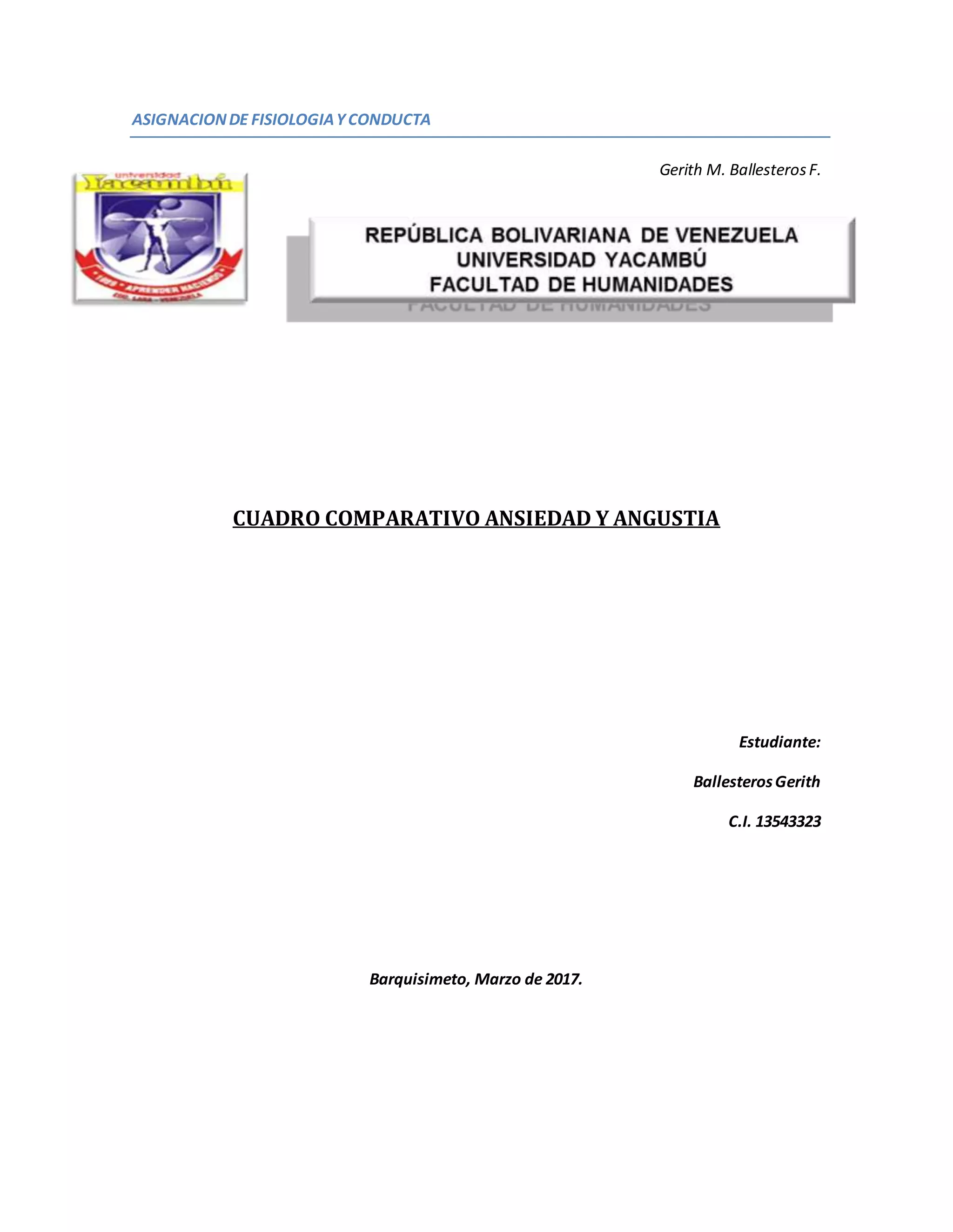 Cuadro comparativo ansiedad y angustia | DOCX