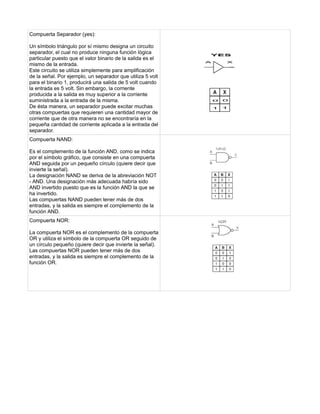 Cuadro comparativo de compuertas logicas | PDF
