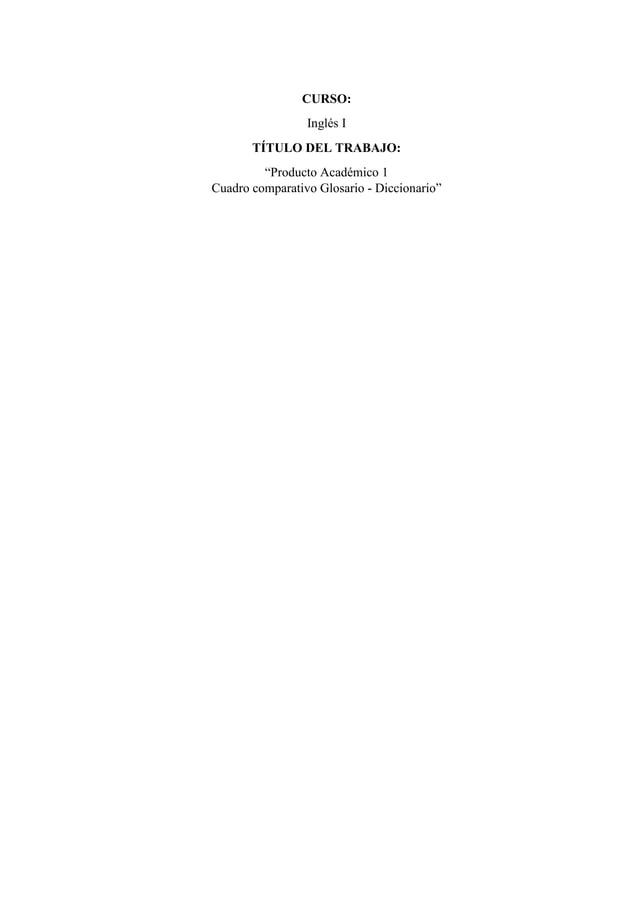 Comparative Chart: Glossary vs. Dictionary - Cuadro comparativo ...