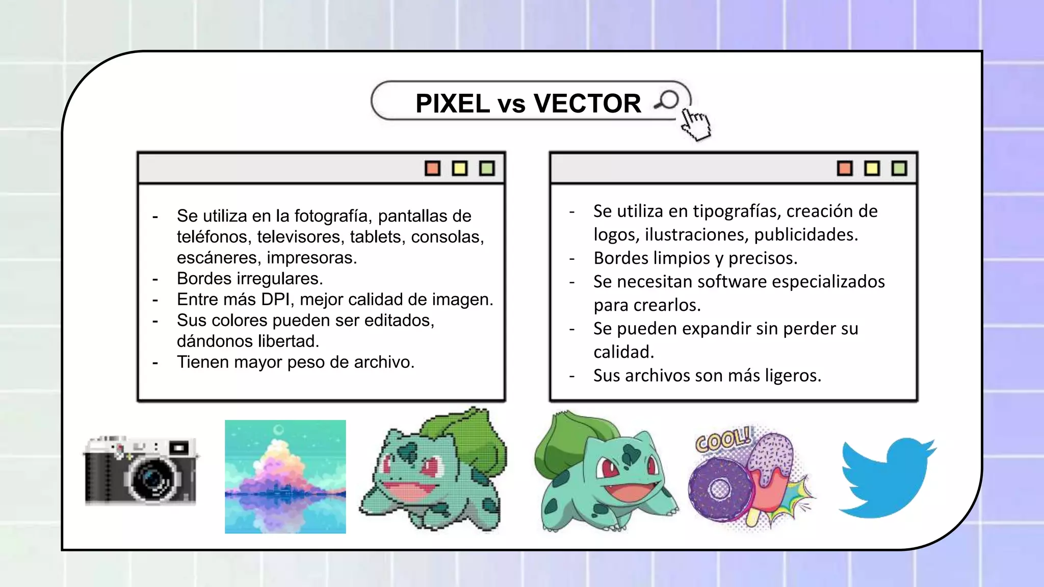 Cuadro comparativo Pixel vs Vector | PPTX
