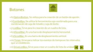 Cuadro de herramientas y botones en visual basic | PPTX