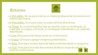 Cuadro de herramientas y botones en visual basic | PPTX