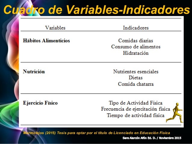 Cuadro de Variables e Indicadores