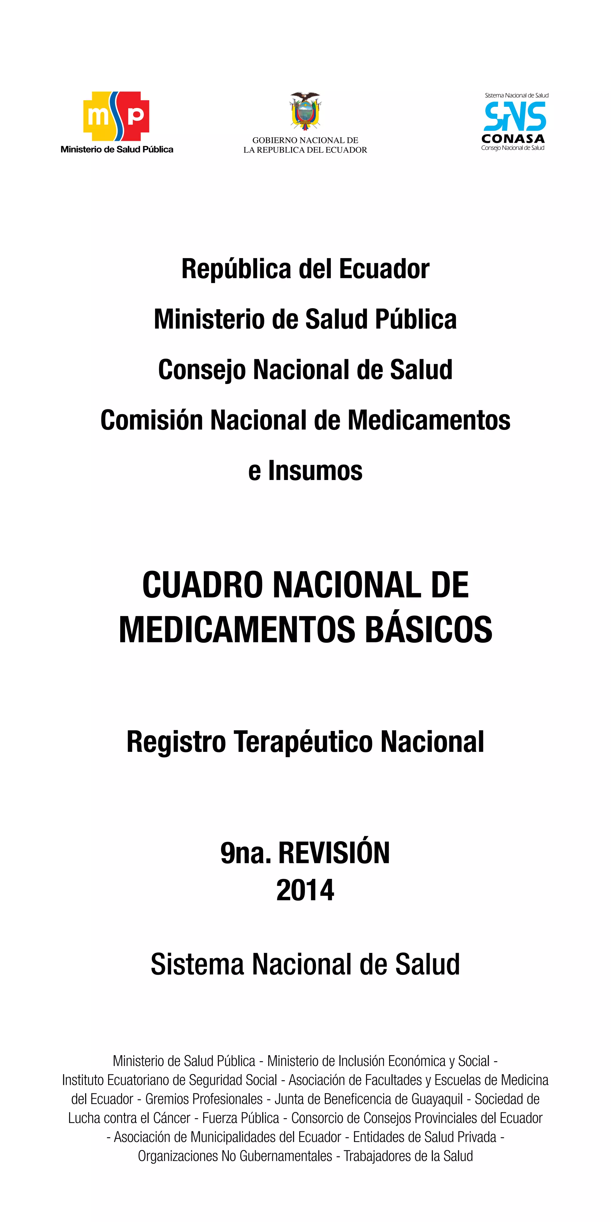 Cuadro Nacional de Medicamentos Basicos y Registro Terapéutico 9na ...