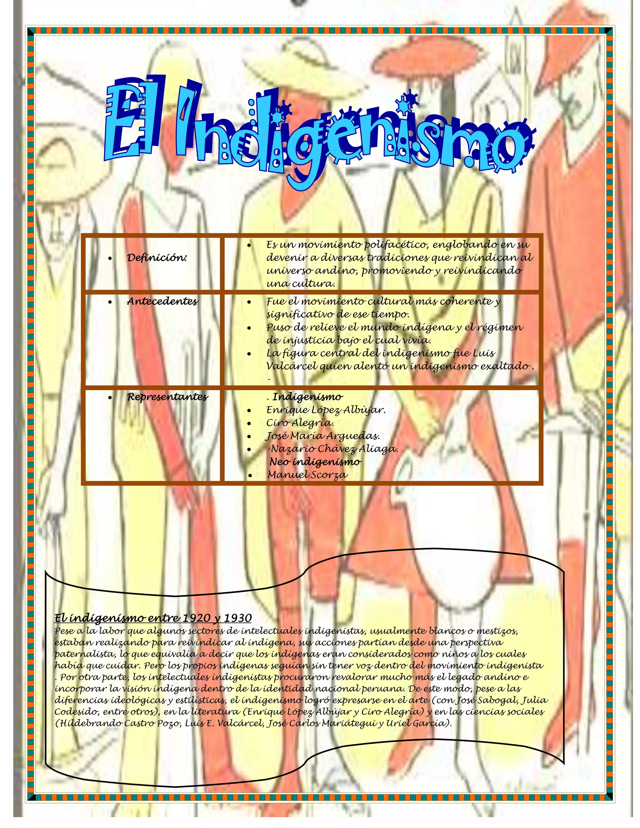 Cuadro resumen el indigenismo | DOCX