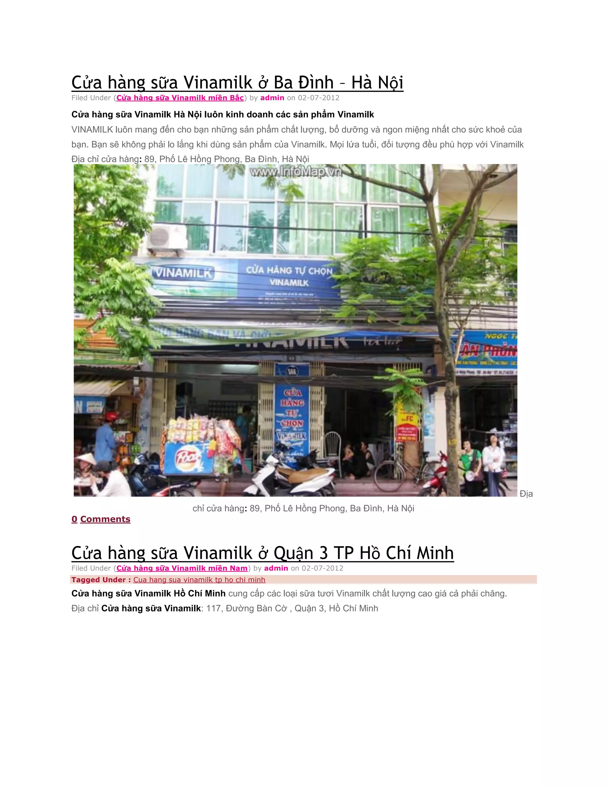 Cua hang sua vinamilk | PDF