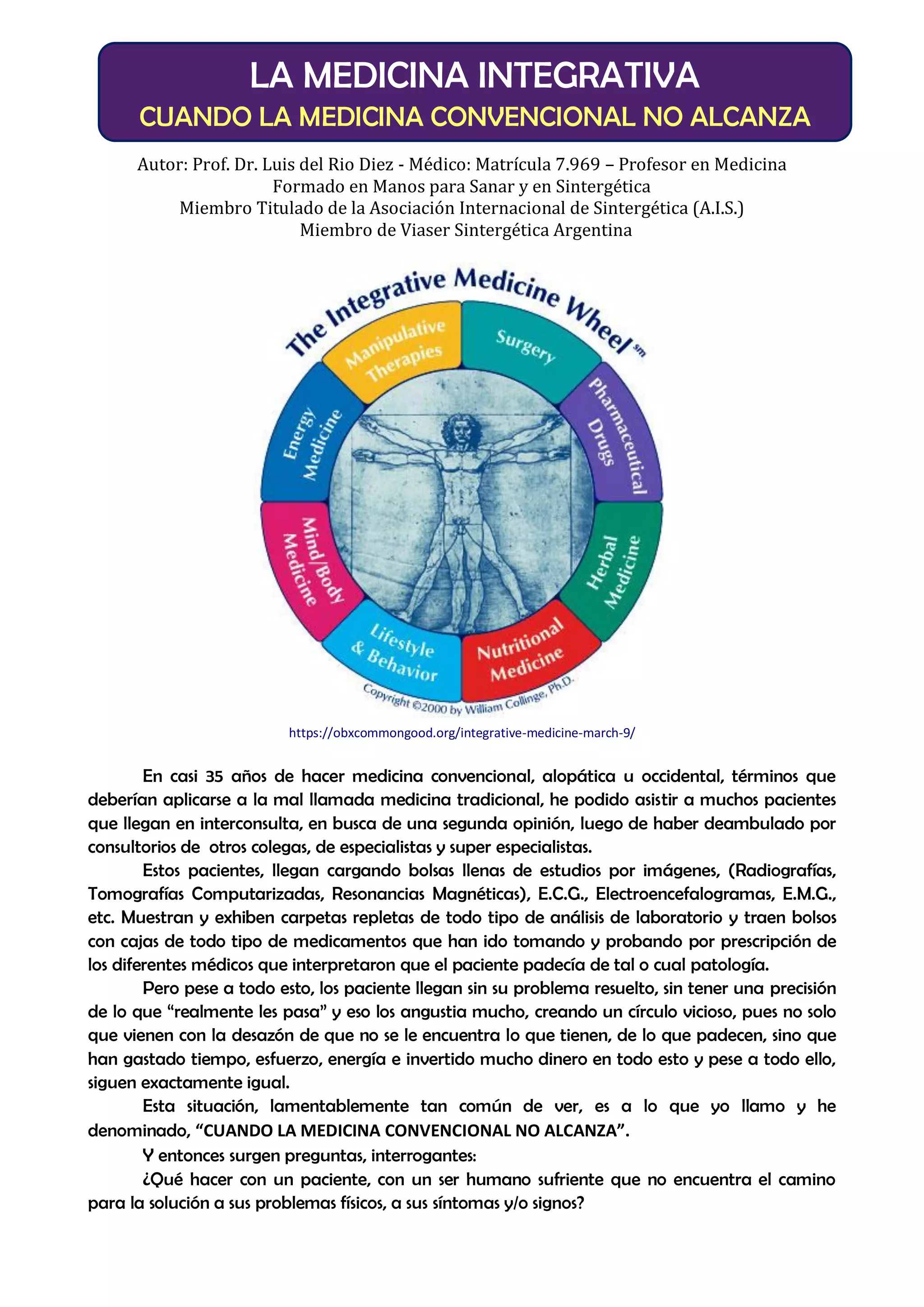 LA MEDICINA INTEGRATIVA. CUANDO LA MEDICINA CONVENCIONAL NO ALCANZA | PDF