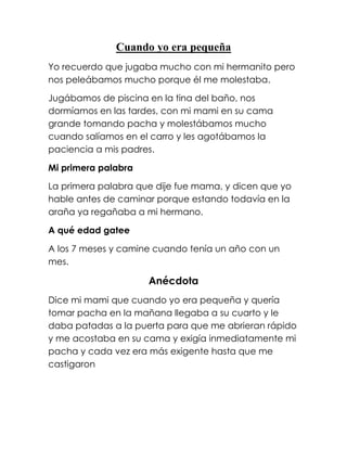 Cuando yo era pequeña | DOCX